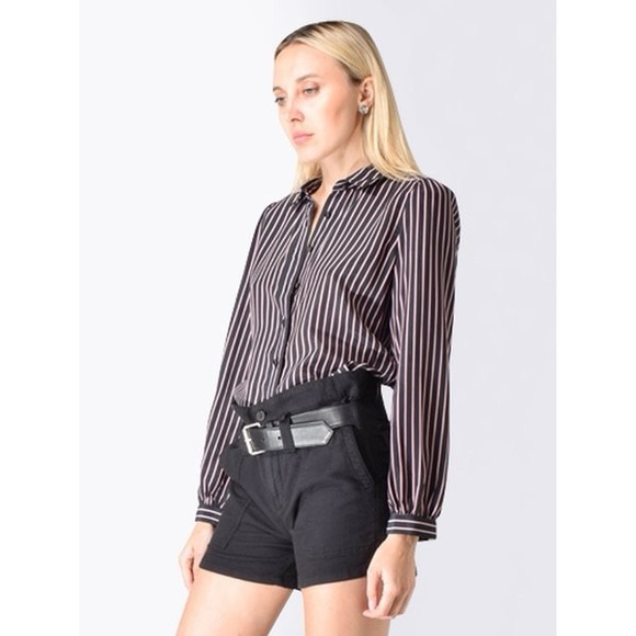RtA | Tops | Rta Sinead Black And Pink Striped Blouse | Poshmark